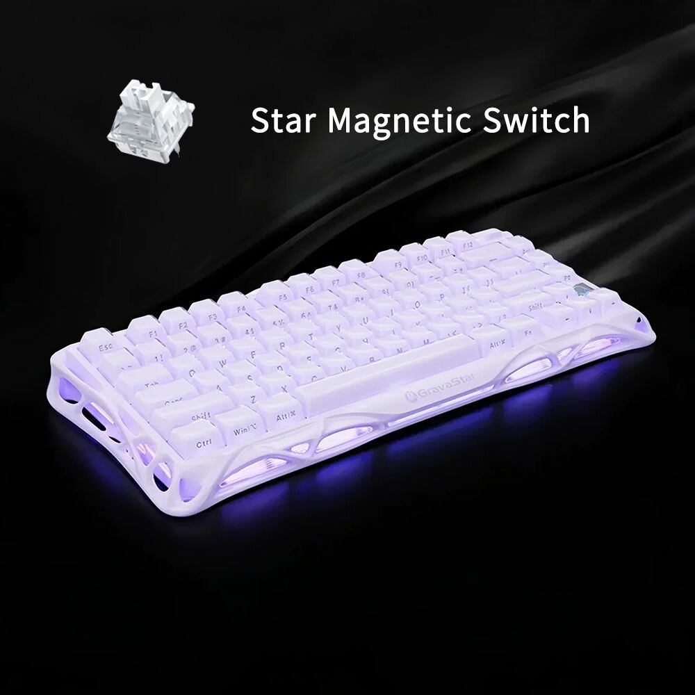Комплект игровая клавиатура и мышь проводная Gravastar Mercury V75 Lavender Purple, Английская раскладка, сиреневый
