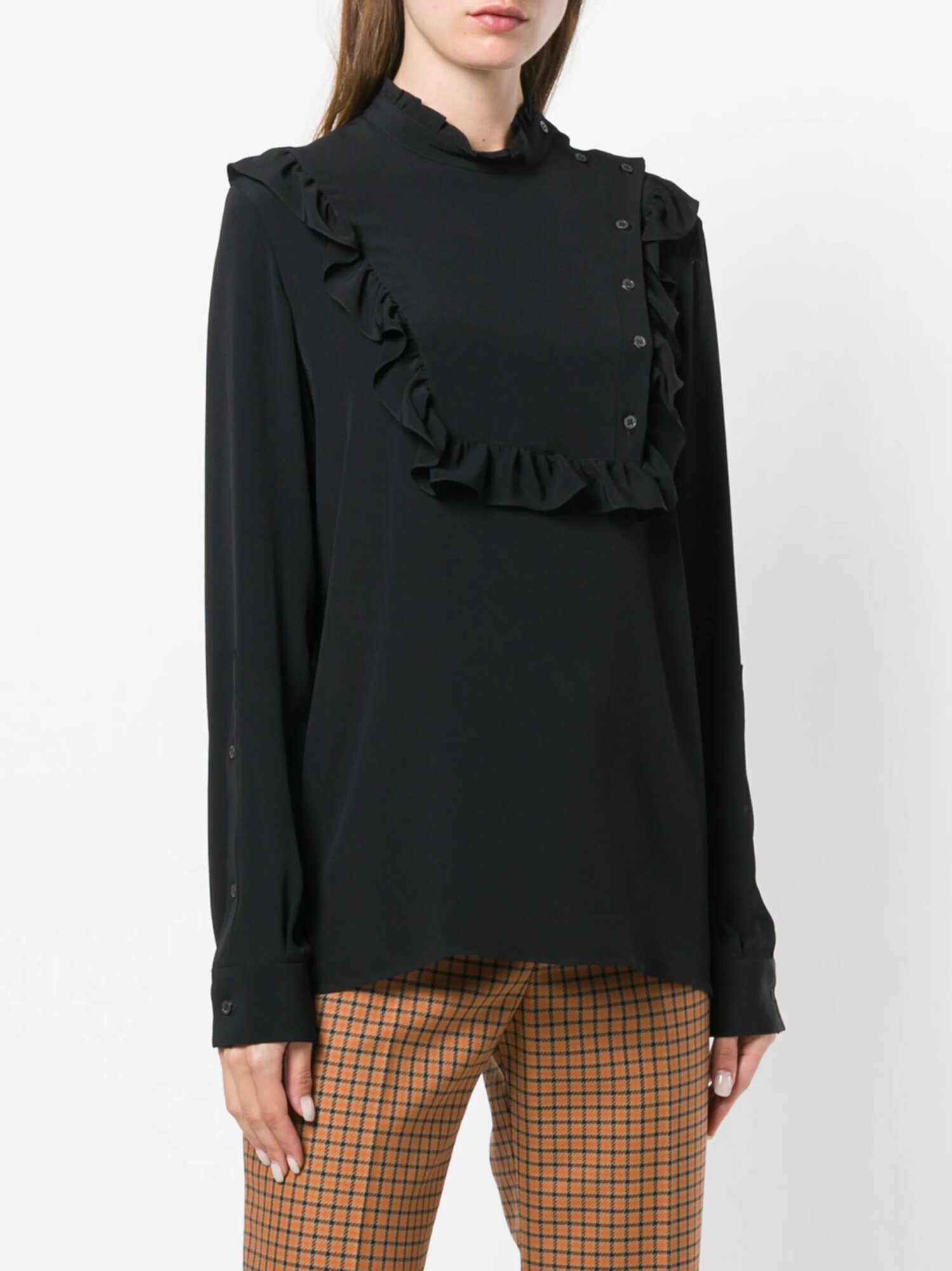 Блуза N° 21 Ruffle trim blouse, размер 40, черный — фото 1