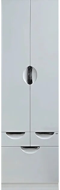 Шкаф-пенал для ванной Misty Орхидея 60 с бельевой корзиной, напольный, 60 см, белый, глянцевый, с ящиком, с дверками, фурнитура хром, из МДФ