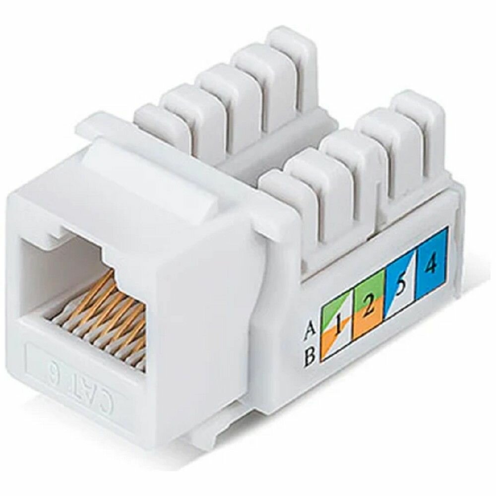 Rexant Монтажное оборудование 02 - 0254 Модуль Keystone Jack RJ - 45 8P8C , UTP неэкранированный, CAT 6, тип 90 градусов, белый PRO