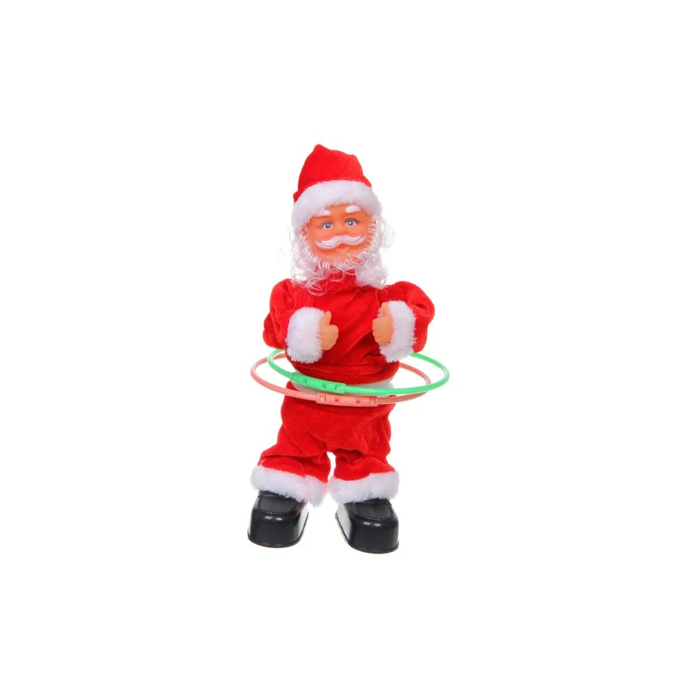 Серпантин Дед Мороз музыкальный 30 см в красной шубе с обручами (работает от 3*АА - в комплект не входят) 215-783