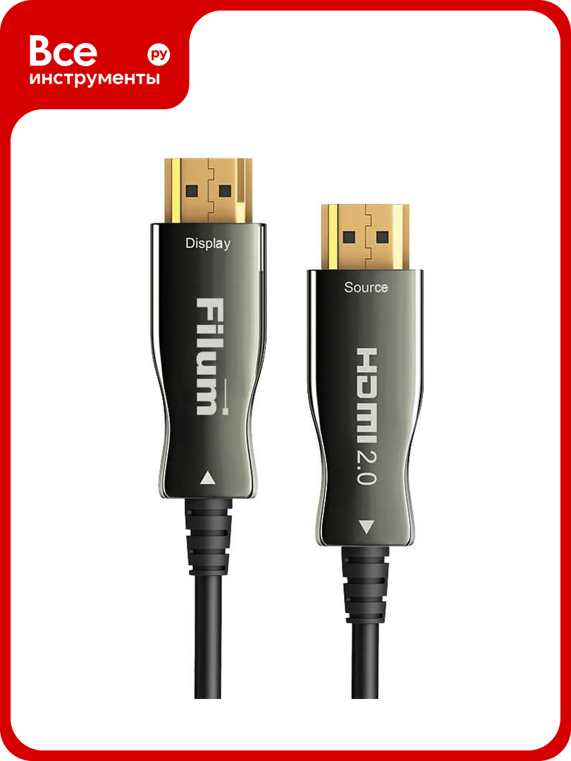 Волоконно-оптический кабель Filum активный, оптический, 40 м, 4k/60hz, hdmi v,2,0, arc, 19m/19m, черный, коробка
