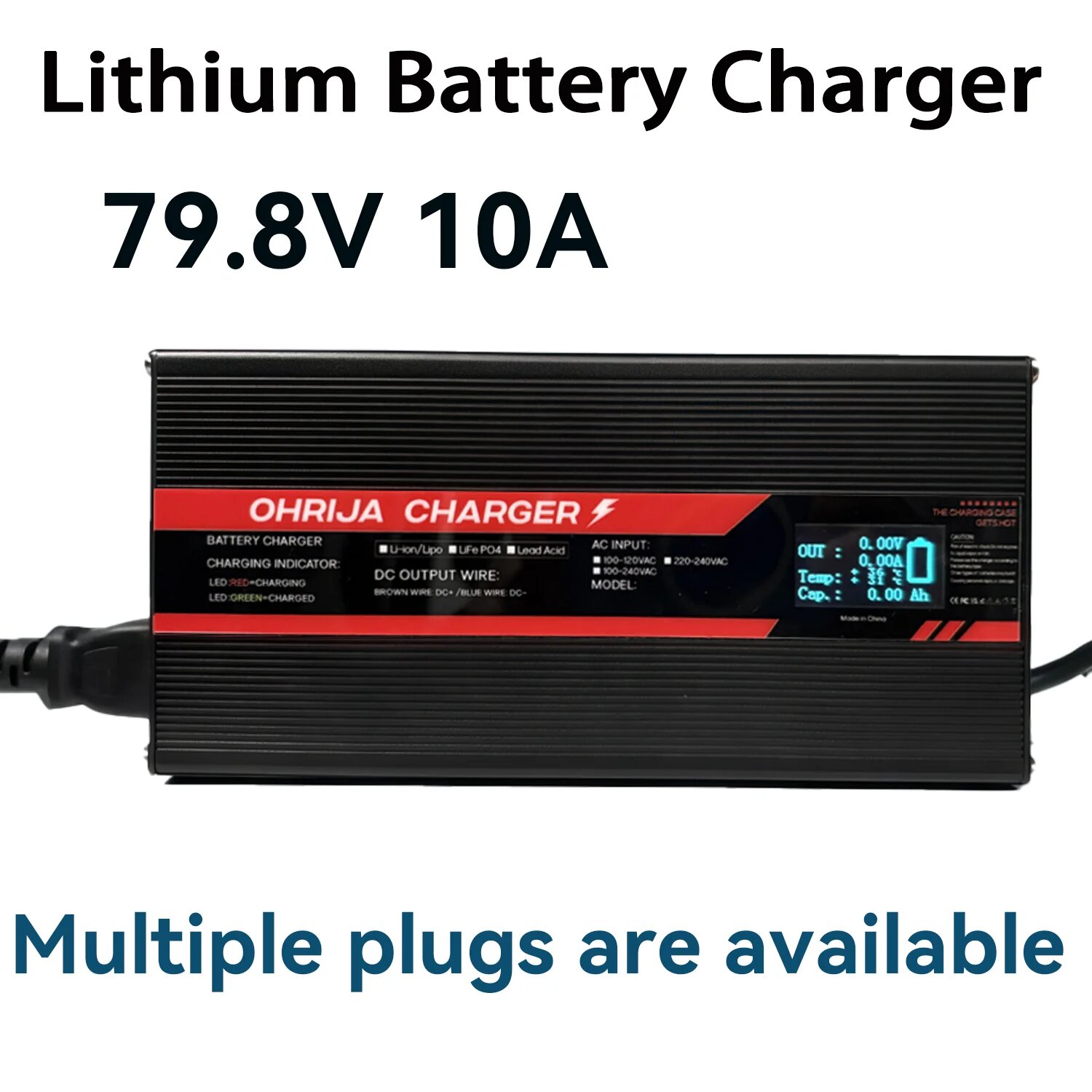 Зарядное устройство 79.8В 10А EU-220V, Alligator clip