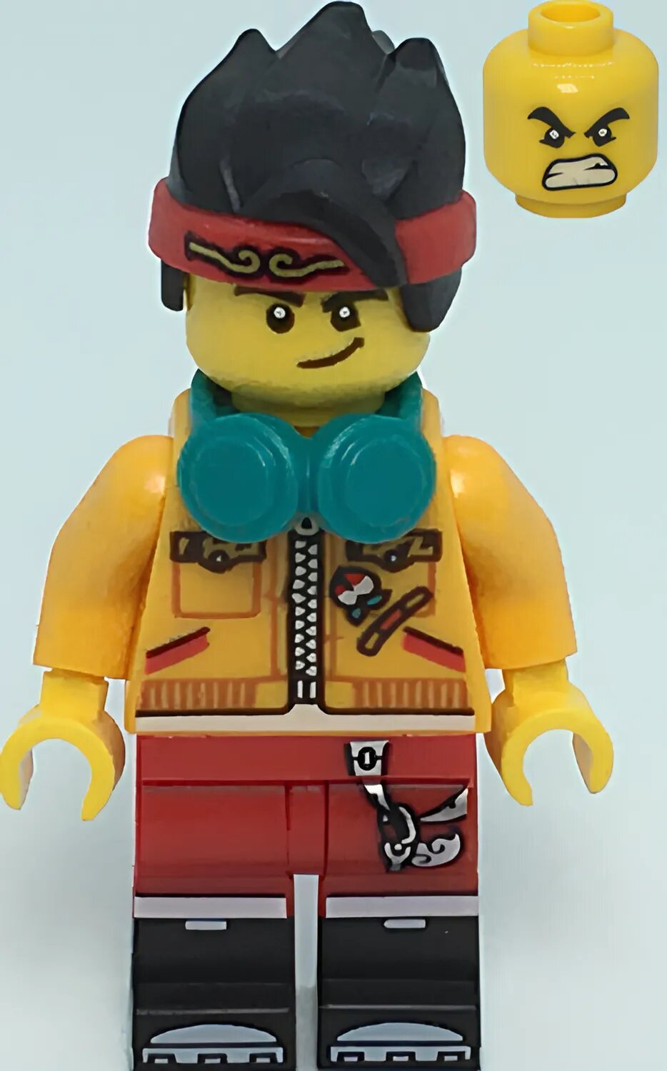 Минифигурка Lego Monkie Kid - Bright Light Orange Closed Jacket, Dark Turquoise Headphones mk052 N