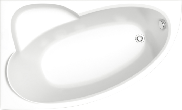 Акриловая ванна Bas Сагра L 160x100 см, угловая, левая, пристенная, белая, асимметричная, с каркасом, с сиденьем