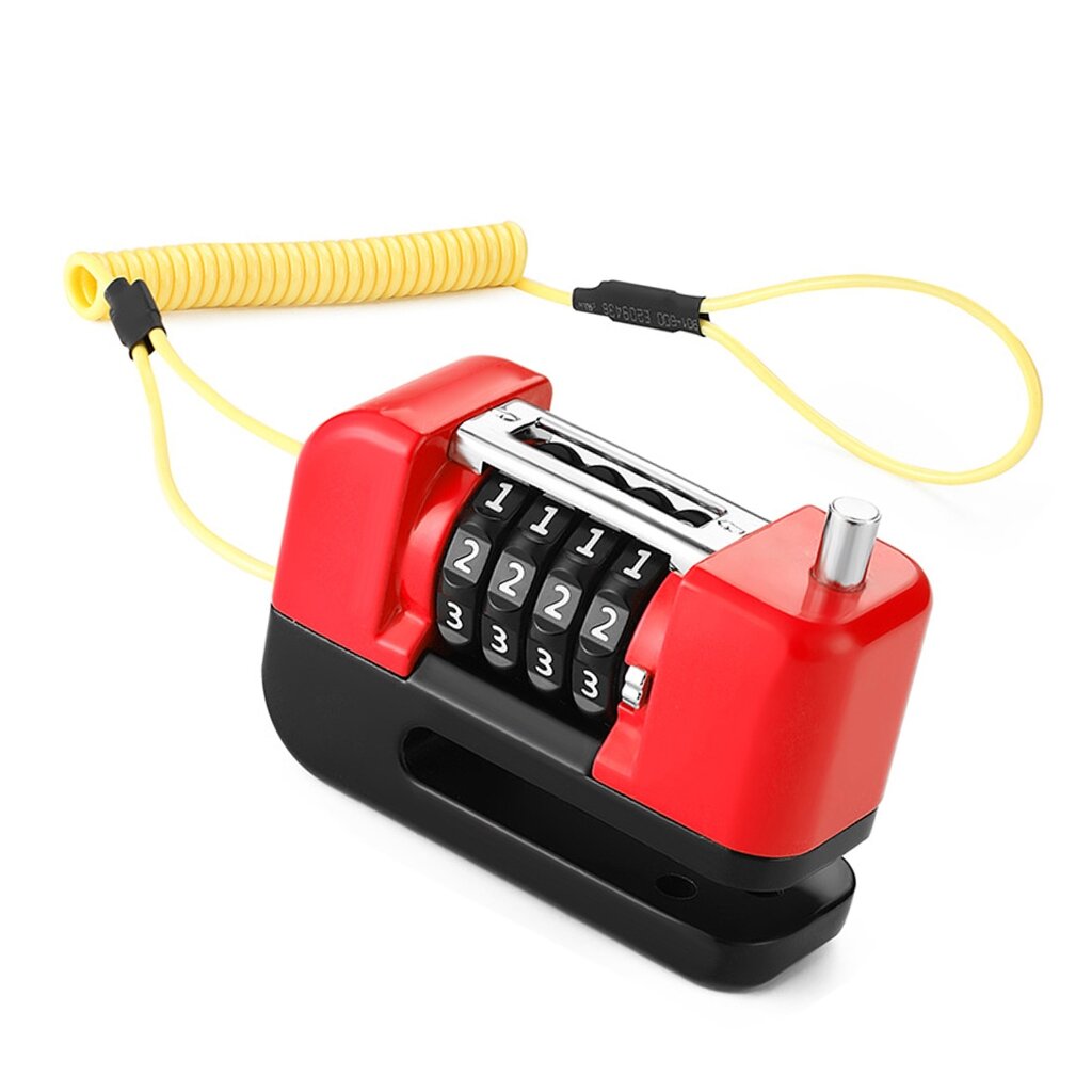 Высокозащищенный велосипедный дисковый замок с 4-значным кодом