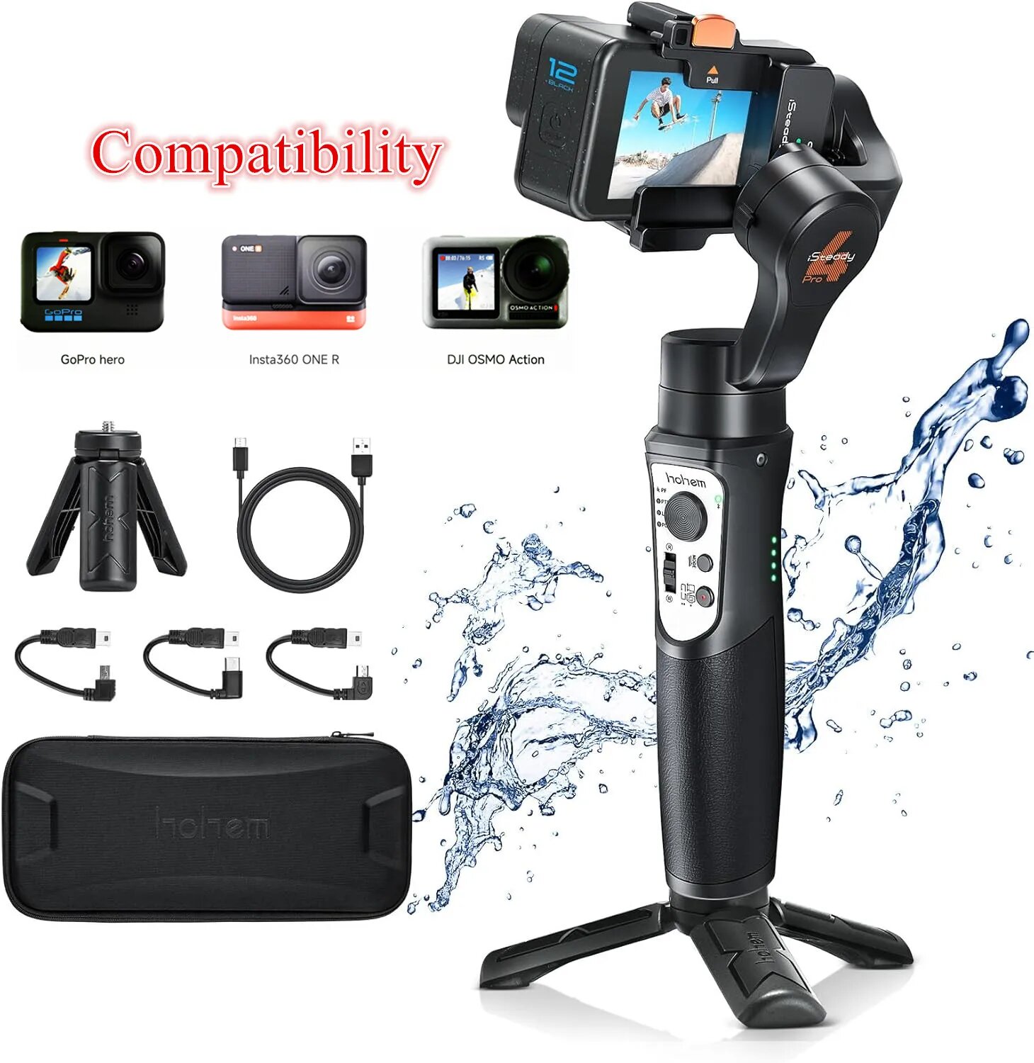 Стабилизатор подвеса для экшн-камеры hohem iSteady Pro 4, для GoPro 13/12/11/10/9 8/7/6/5, для экшн-камер Osmo и других экшн-камер