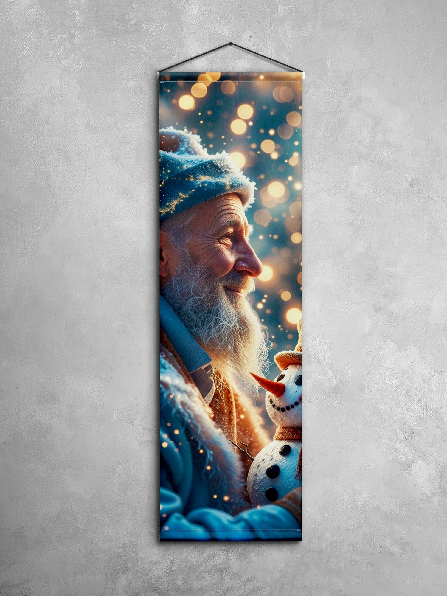 Вертикальный флаг С Новым Годом, 50х150 см на шёлке