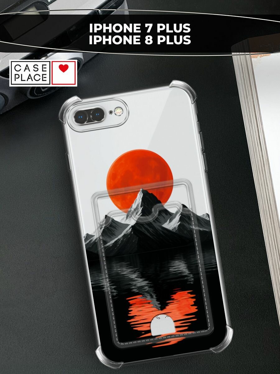 Чехол на Apple iPhone 7 Plus/8 Plus (Айфон 7 Плюс/8 Плюс) с картой и принтом Черная гора 3