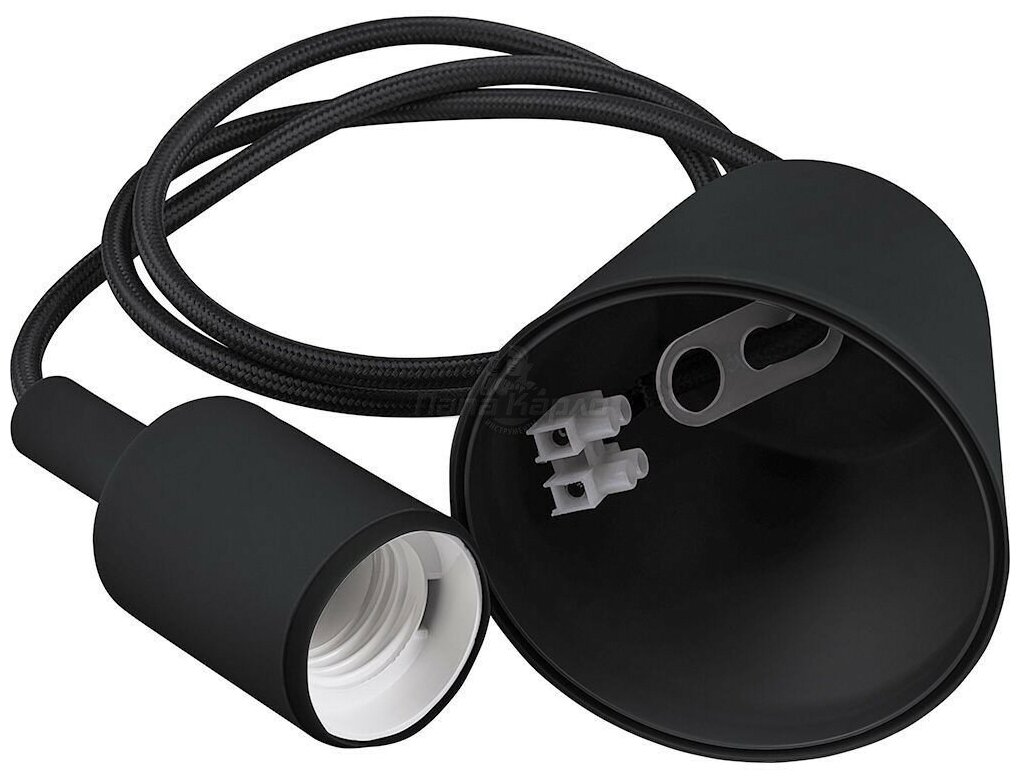 FERON Патрон для ламп со шнуром 1м, 230V E27, черный, LH127 22352