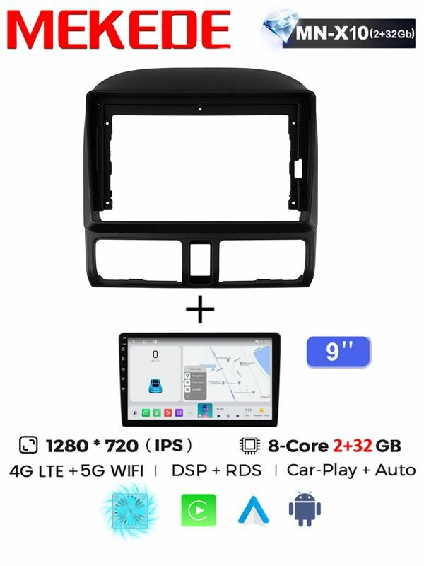 Магнитола 9" Mekede MN X10 Pro 2/32 Gb Honda CR-V 2 CRV 2001-2006 carplay