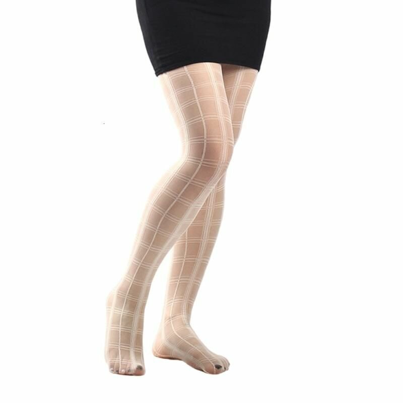 Чулки в тонкую клетку для похудения-белый