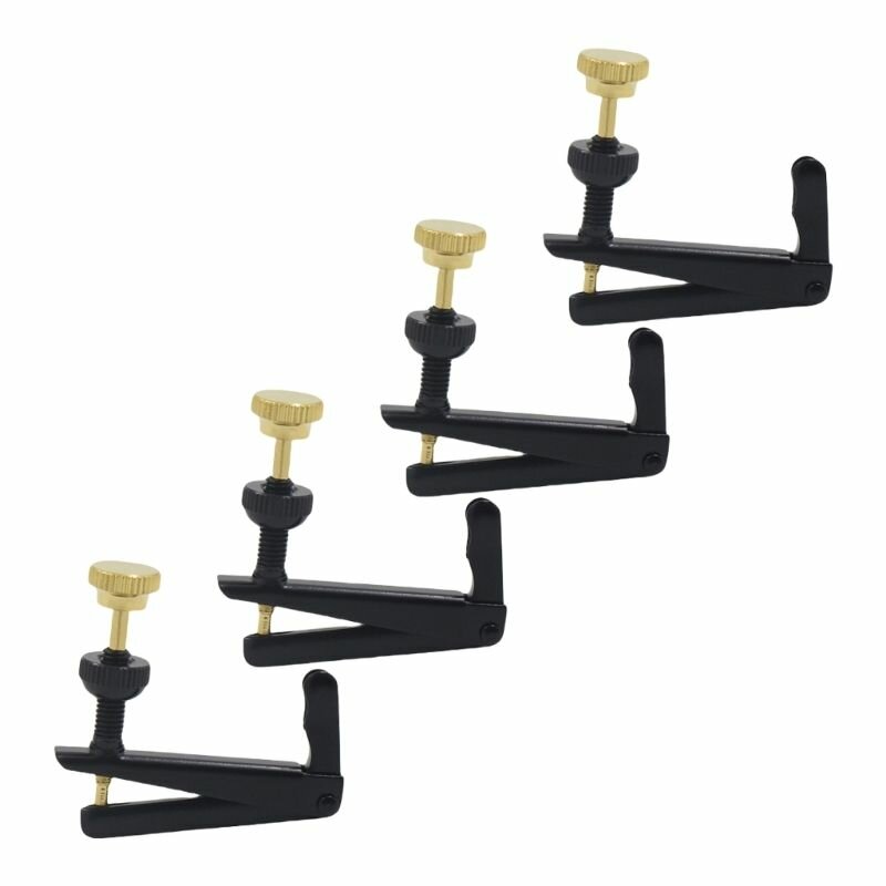 4 скрипки тонкой настройки металл черное золото 3/4/4/1/2 Серебристо-черный металлик