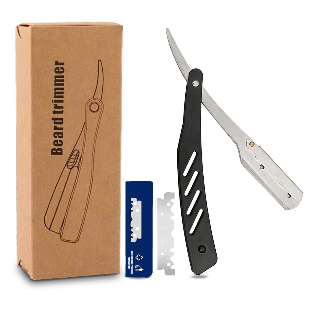 Whityle 05 г парикмахерская бритва из нержавеющей стали, безопасная головка, бритвенный нож, прямая бритва с 10 лезвиями для мужчин, бритва для ухода за бородой