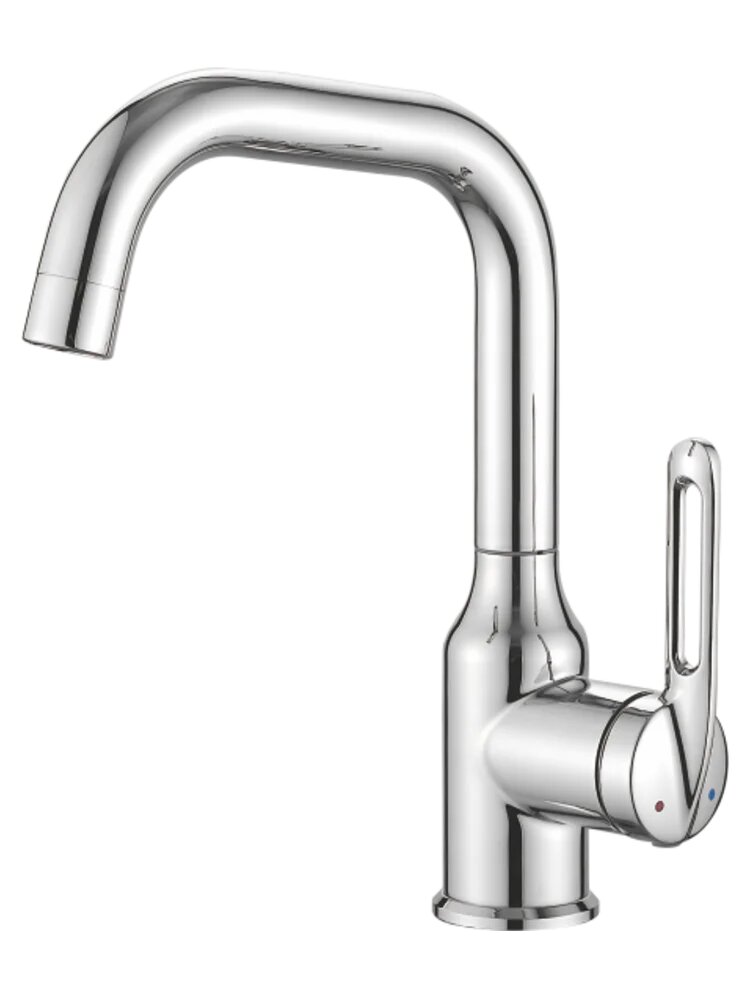Смеситель для раковины Haiba HB10825 хром, глянцевый, кран для ванной в раковину, из нержавеющей стали, рычажный, с поворотным изливом, с керамическим картриджем