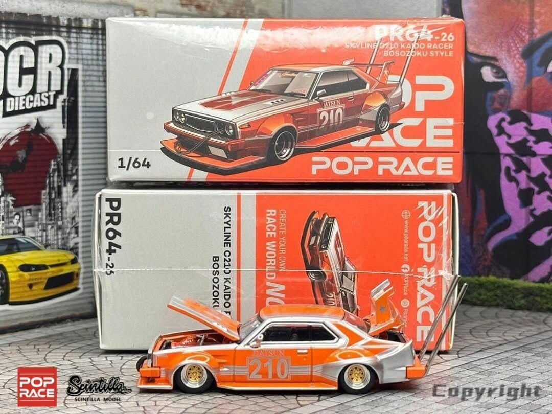 Машинка Pop Race 1/64 #S9-01 Skyline C210 BOSOZOKU STYLE Alloy Car Model Collection Gift
