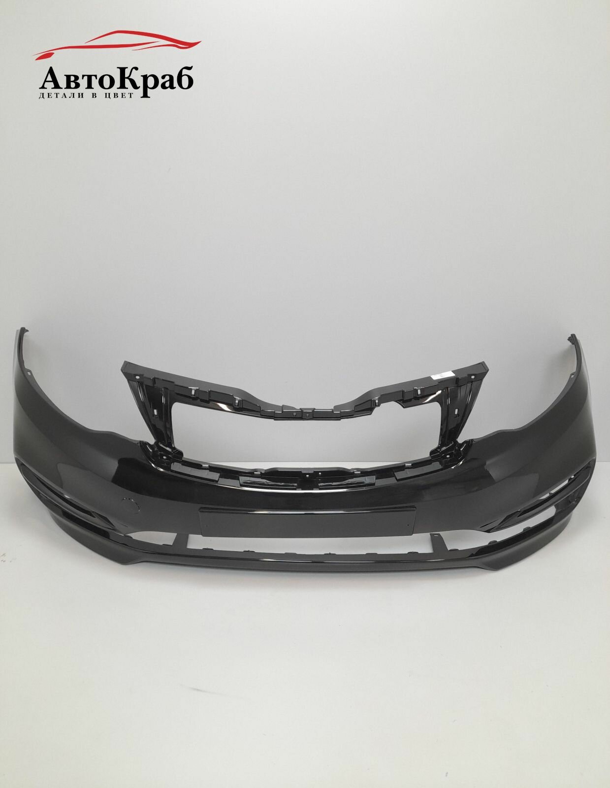 Бампер передний в цвет для Киа Рио 3 рестайлинг 2015 - 2017 г. MZH - черный