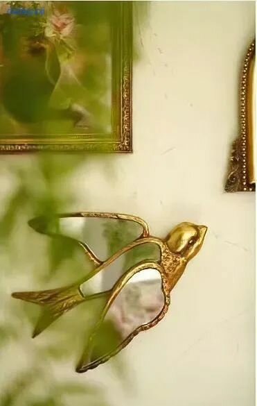 Зеркало-птица в золоте (настенный декор, большой размер, винтажный стиль)