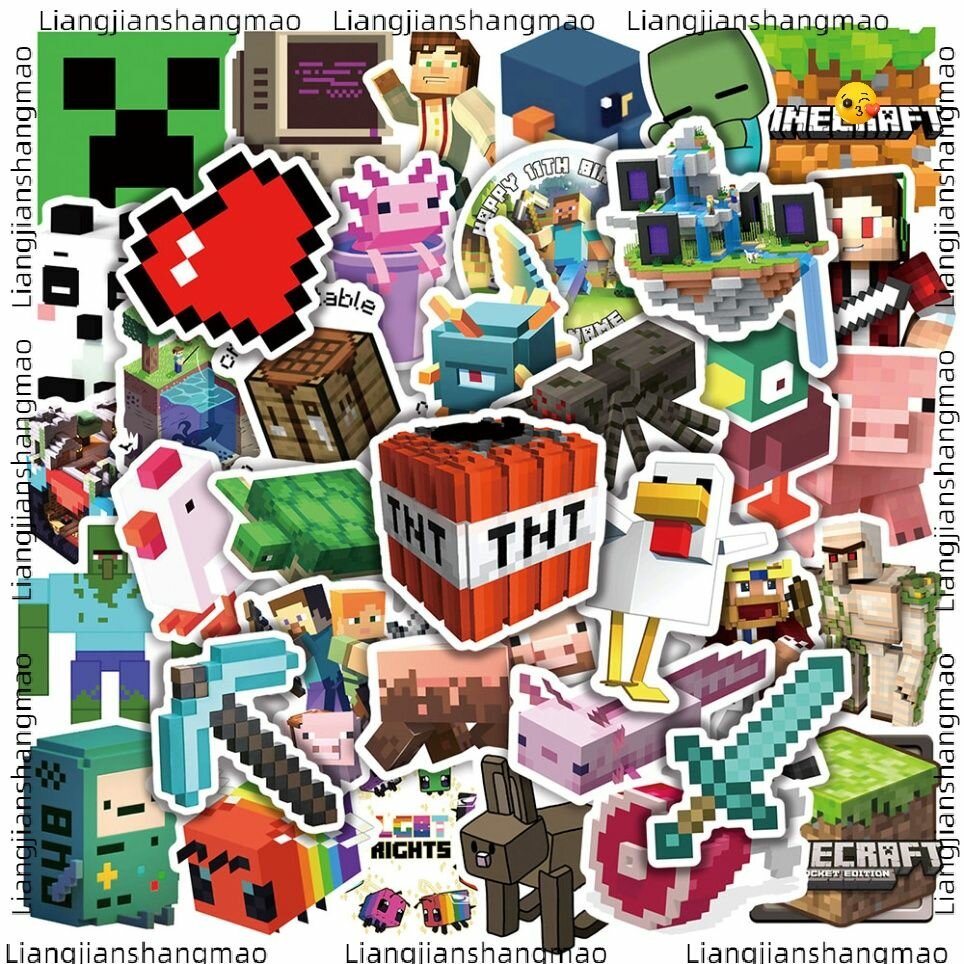 Эксклюзивный комплект из 50 пиксельных стикеров для декора мотоцикла рабочего стола и холодильника