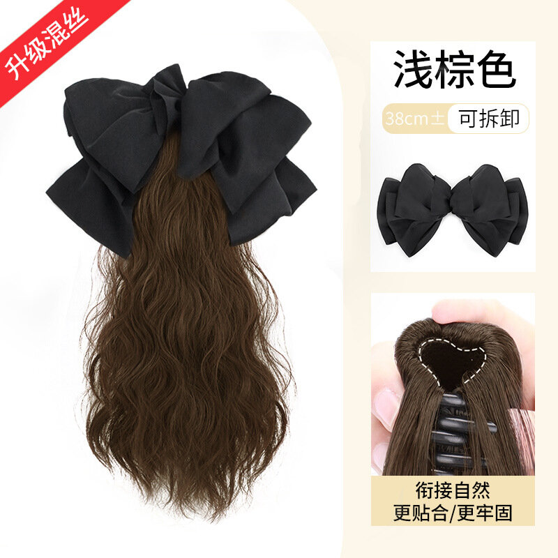 Парик с хвостом для женщин, длинные кудрявые волосы, зажим для хвоста, синтетические волосы, интернет-знаменитость, сладкий бант, низкая коса, искусственный хвост