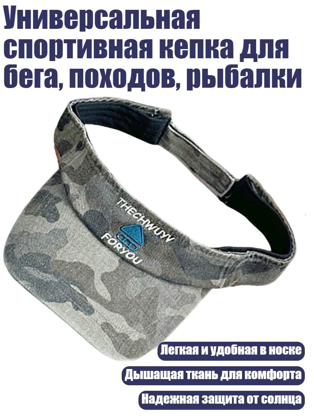 Универсальная спортивная кепка для бега, походов, рыбалки, Светло - серый - алдульт