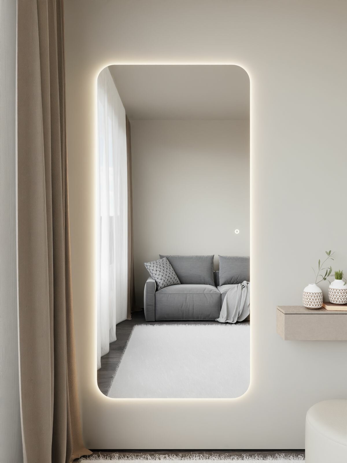 Зеркало настенное 180х90 см. мягкий квадрат BLX MIRROR с подсветкой сенсорное