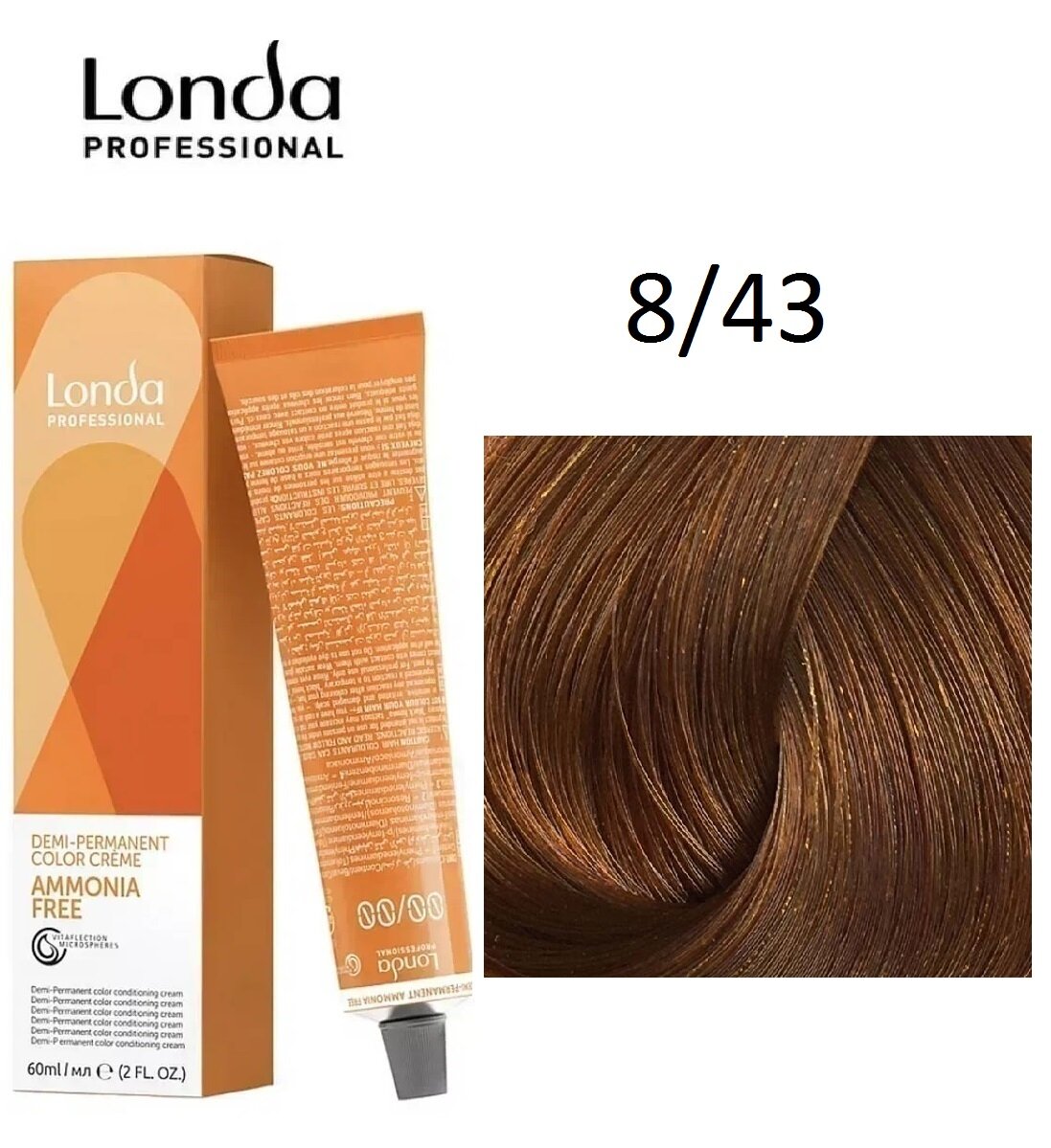 Londa Professional 8/43 LondaColor Тонирующая крем-краска без аммиака светлый блонд медно-золотистый, 60 мл