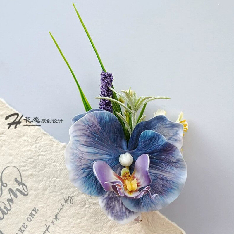 Бутоньерка для жениха и невесты, полный набор для родителей, имитация цветка на лацкане, цветок на запястье для шафера и подружки невесты