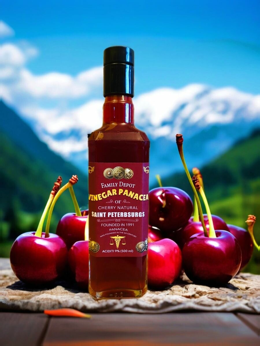 Уксус Вишнёвый Панацея 0,5 л. /Натуральный живой нефильтрованный/