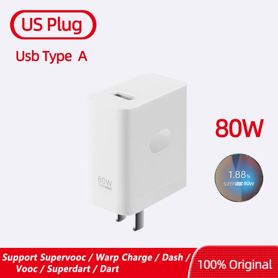 OnePlus 80W US Charger Supervooc USB Type A