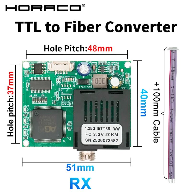 HORACO TTL to Fiber Converter, Color: RX, 1.25G 1S/13R