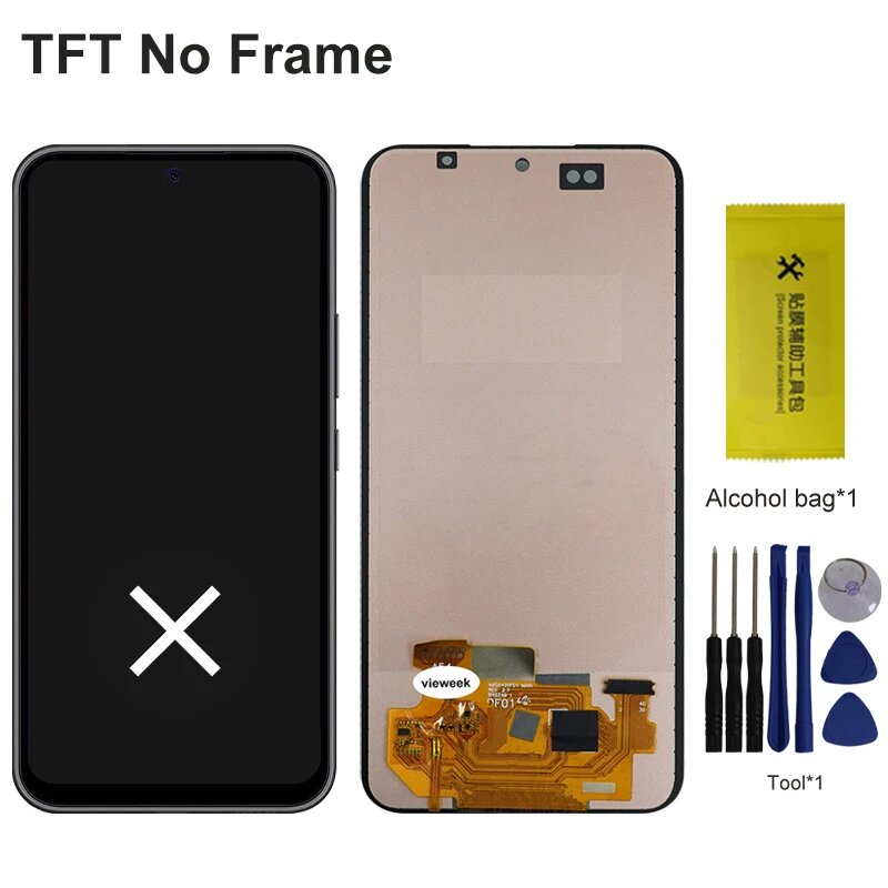 AMOLED для Samsung A54 5G A546B ЖК-дисплей с цифровым преобразователем сенсорного экрана в сборе для Samsung Galaxy A54 5G A546E A546U ЖК-дисплей TFT No Frame