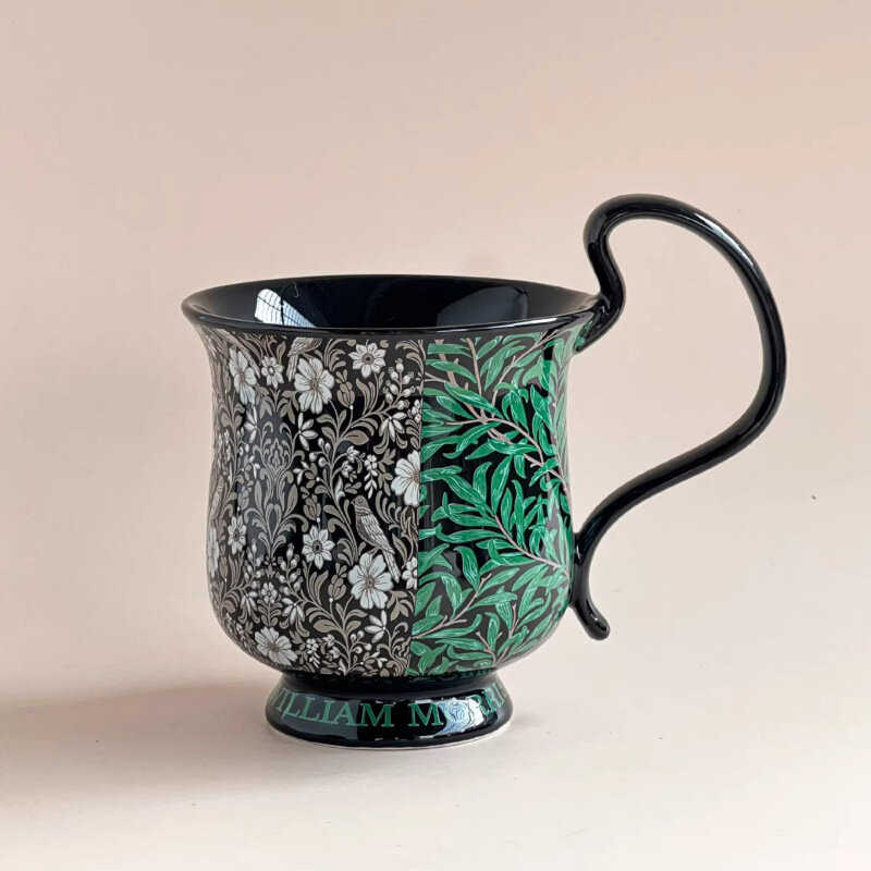 Керамическая кружка с высокой ручкой в винтажном стиле с узором фаленопсиса, цветочная чашка для воды, чашка для пары, кофейная чашка.