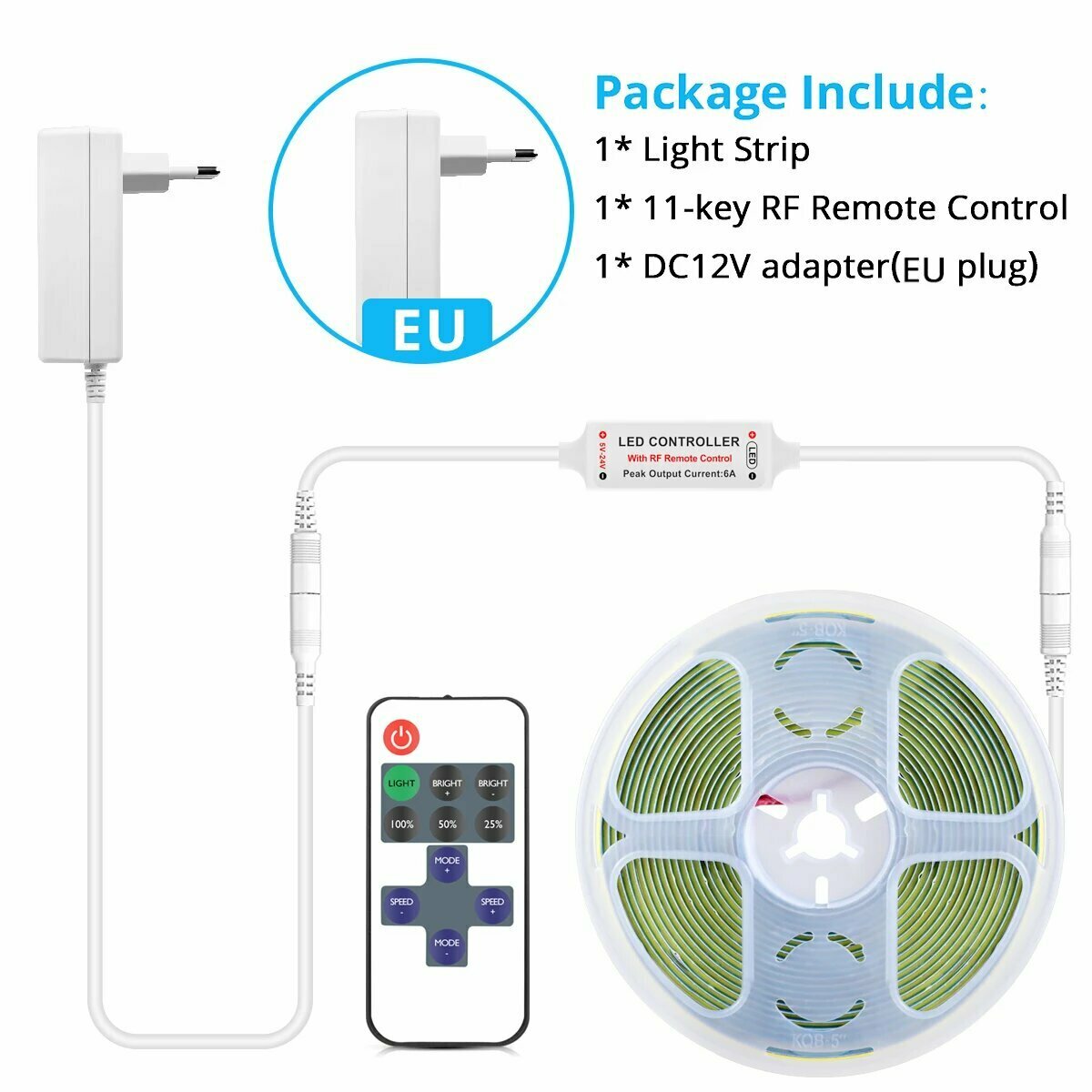 Gyarfas COB светодиодная лента для кухни 3000K 4000K 6000K Белый, 4000K Natural White, Remote Control EU, 3M