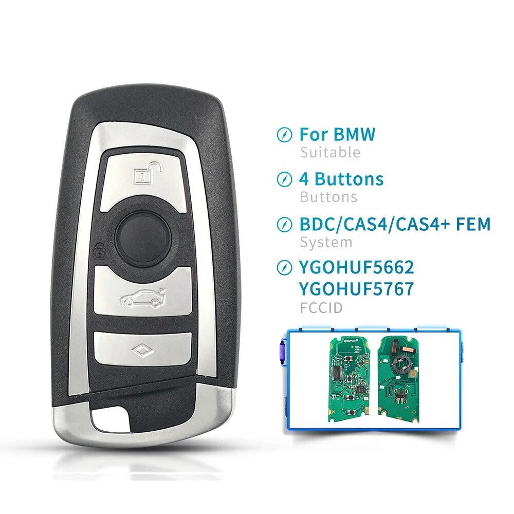 Пульт дистанционного управления KEYYOU Smart 3/4, кнопки Silver 4 Buttons, 433 MHz