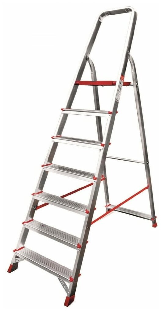 Профессиональная стремянка Новая Высота 7 ступеней, Max нагр. 225 кг, 2К башмаки, 3110107, легко