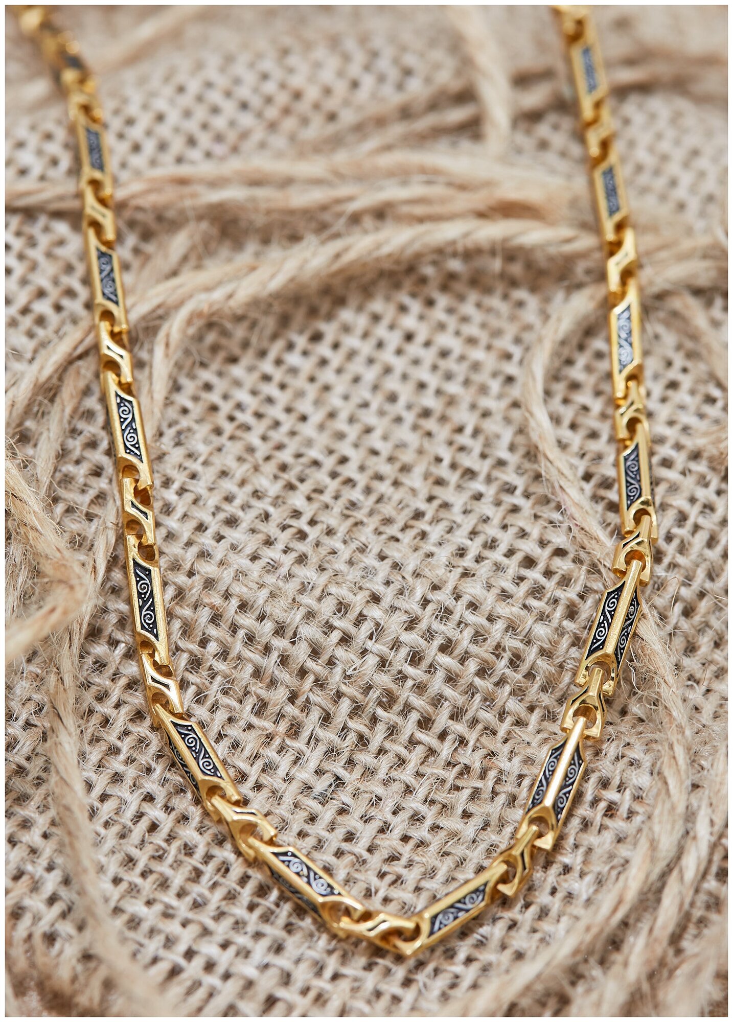 Цепь серебро, 925 проба, родирование, золочение, чернение