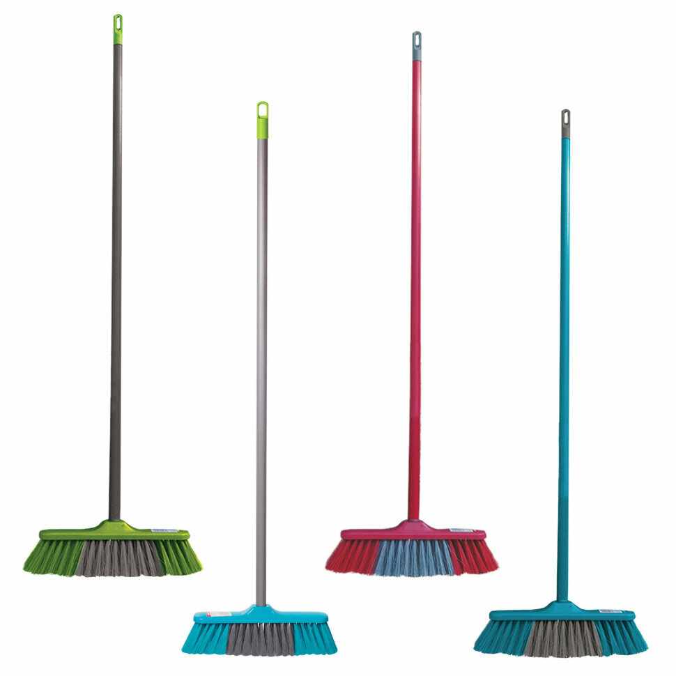 Щетка для уборки с черенком 110 см, ширина 31 см, щетина 7 см, пластиковая, еврорезьба, YORK "Frontiera", 51020, 604585