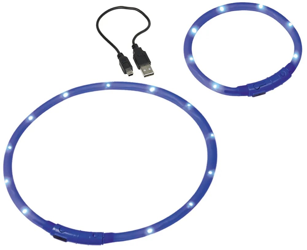 Ошейник NOBBY для собак светодиодный XL/70см синий