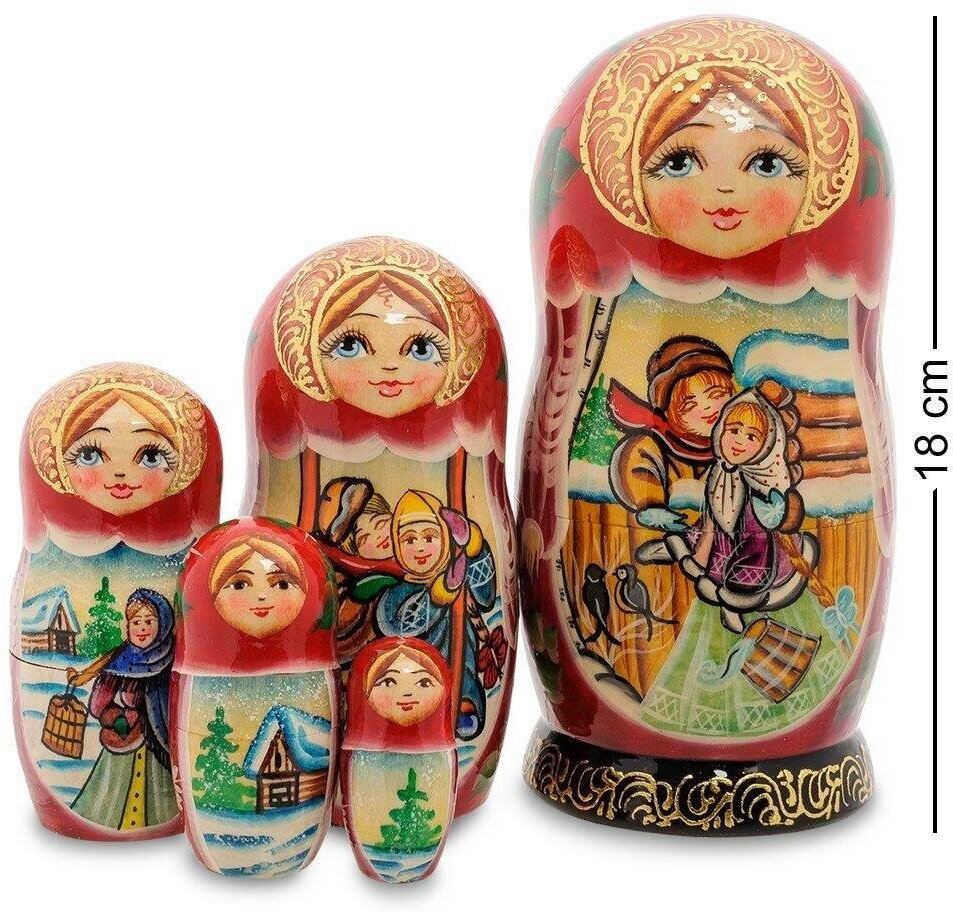 Матрешка 5м "За околицей" A2104029 Народные промыслы, Дерево липа, краски, лак