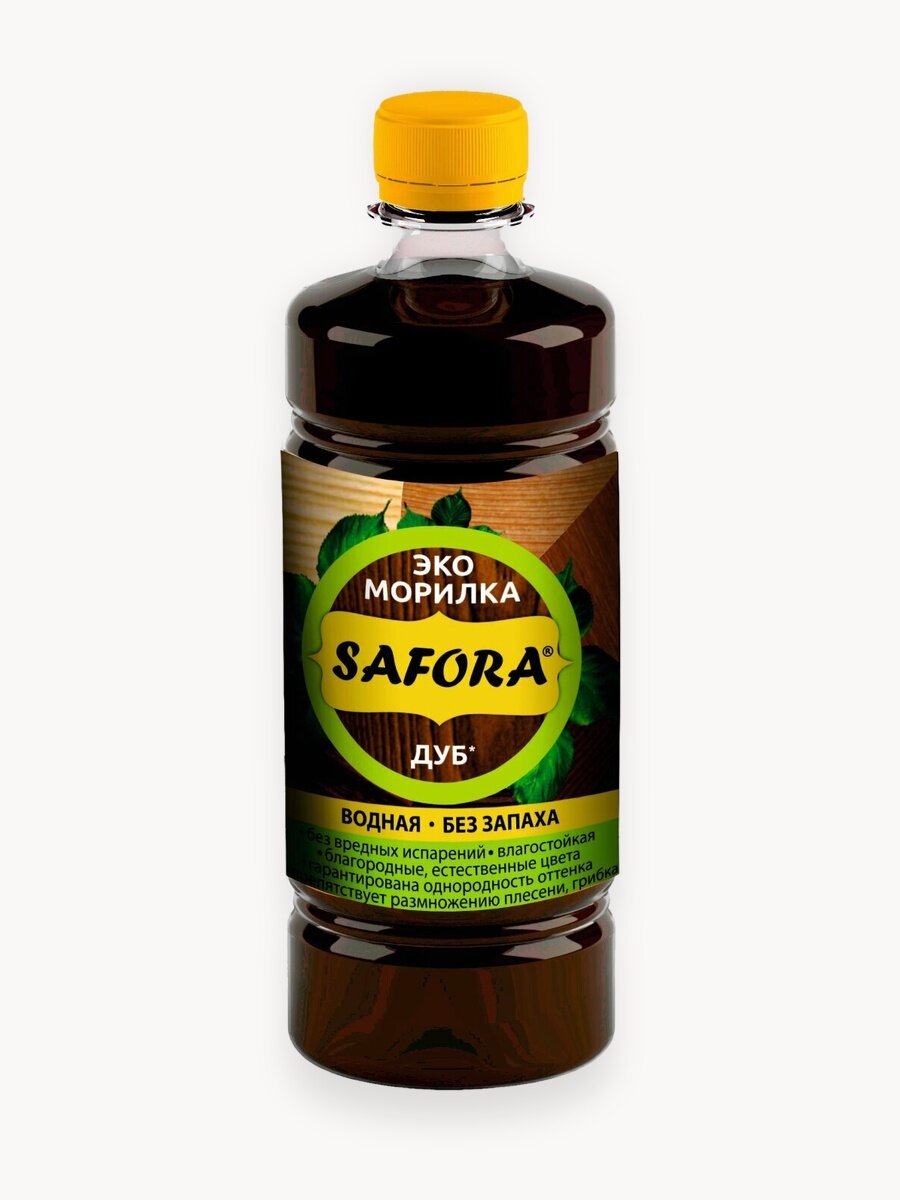 Морилка водная для дерева SAFORA, цвет дуб, 500мл быстросохнущая, без запаха