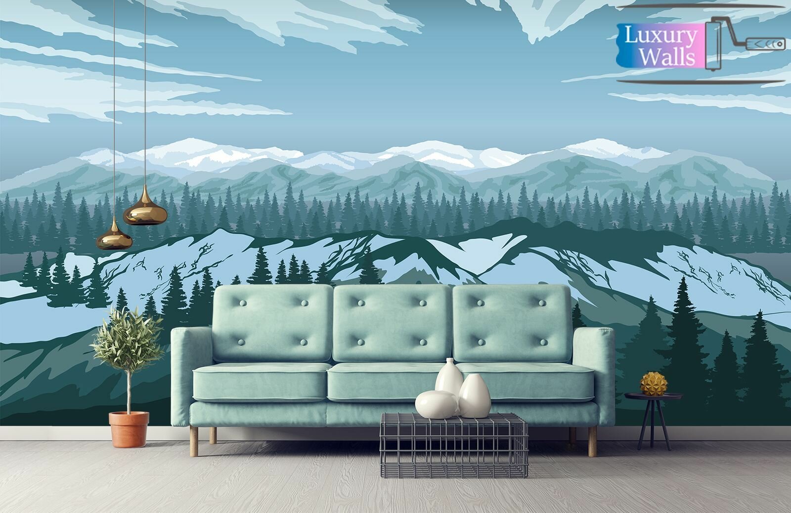 Фотообои 3d на стену флизелиновые Luxury Walls AM10705 Горы, Лес 500х270 см