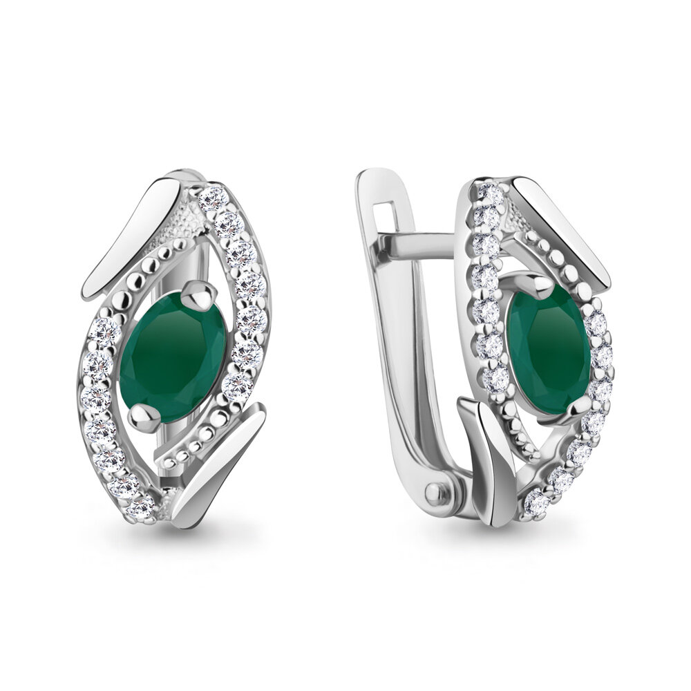 Серьги Яхонт, серебро, 925 проба, фианит, агат