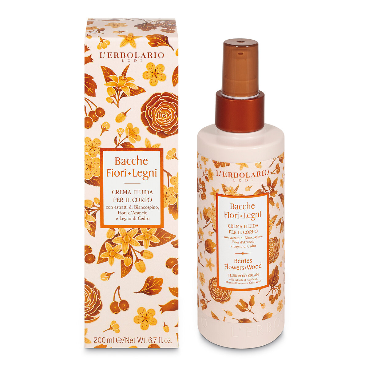 L'ERBOLARIO Крем-флюид для тела и рук увлажняющий BERRIES FLOWERS WOOD FLUID BODY CREAM 200мл