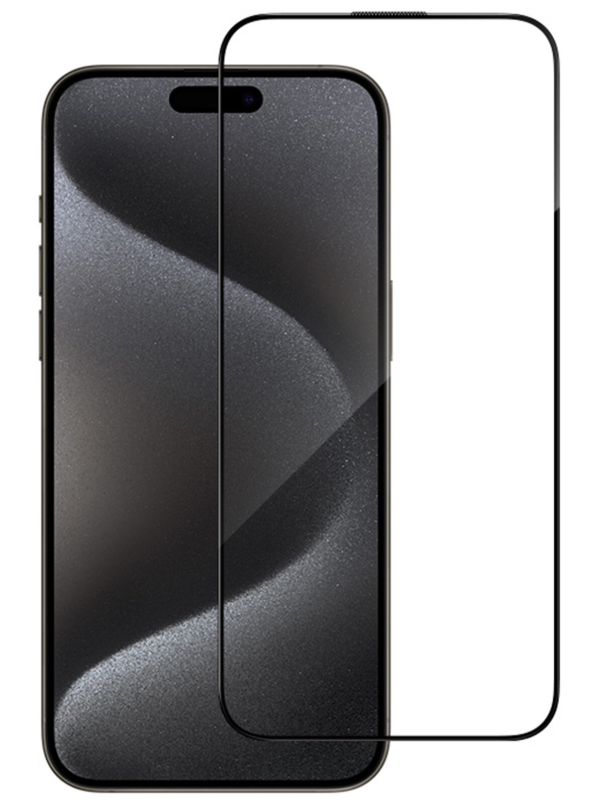 BlueO стекло для iPhone 15 Pro, Large arc Anti-Dust Anti-Static Black (защита динамика) +installer
