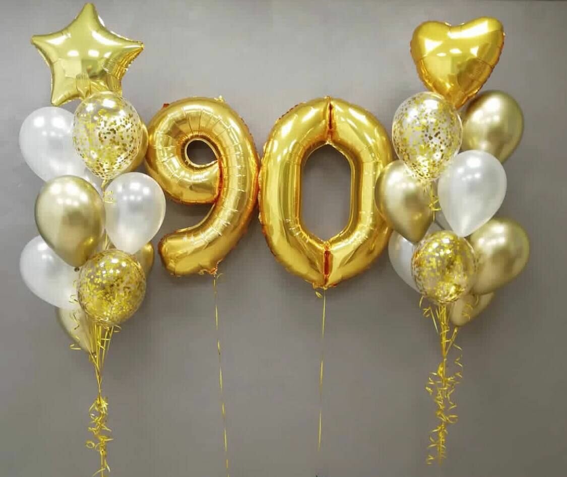 Шары на юбилей золотые с цифрами / Воздушные шары с гелием золото