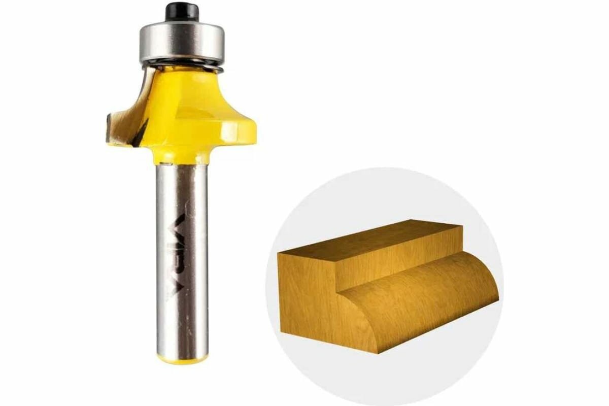 VIRA фреза кромочная калевочная 25.4x13 радиус 6.35 подшипник 12.7мм хвостовик 8 мм 553349