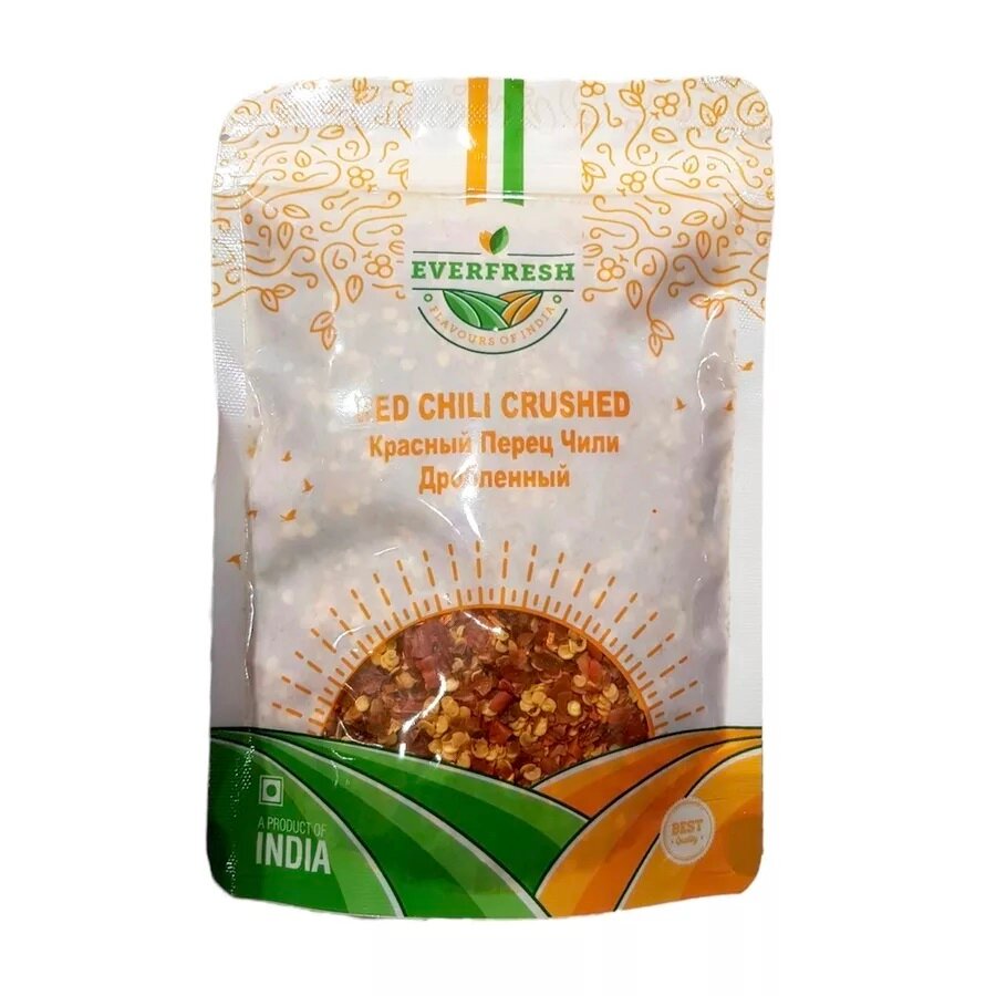 RED CHILI CRUSHED, Everfresh (красный перец чили дроблёный, Эверфреш), 100 г.