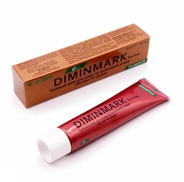 DIMINMARK ROSE GOLD Herbal Skin Care Cream, Ayurvedic Formulations (диминмарк РОЗ голд Травяной крем для ухода за проблемной кожей, при акне, от прыщей, Аюрведик Формулейшн), 30 мл