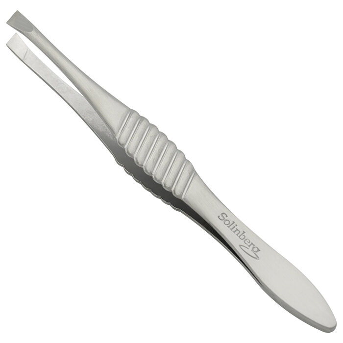 Пинцет для бровей "Solinberg" G521, скошенные концы, серебристый